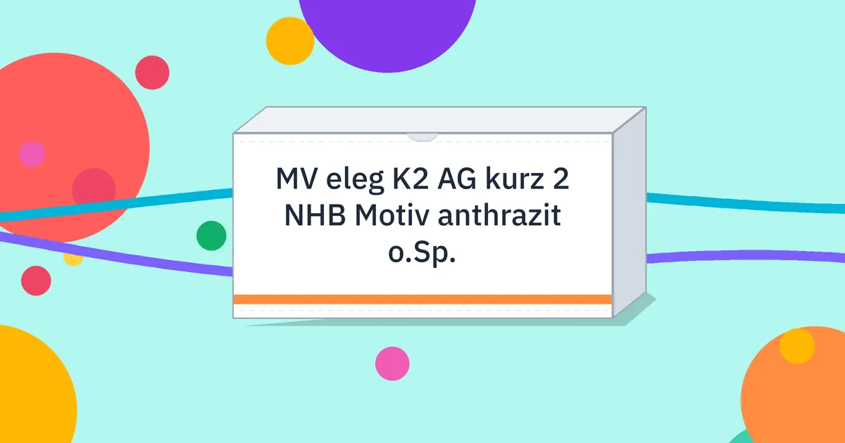 Symbolbild: Packung mit der Aufschrift MV eleg K2 AG kurz 2 NHB Motiv anthrazit o.Sp. (PZN 15707308) – Verfügbarkeit und Bezug in Apotheken in Frankfurt am Main