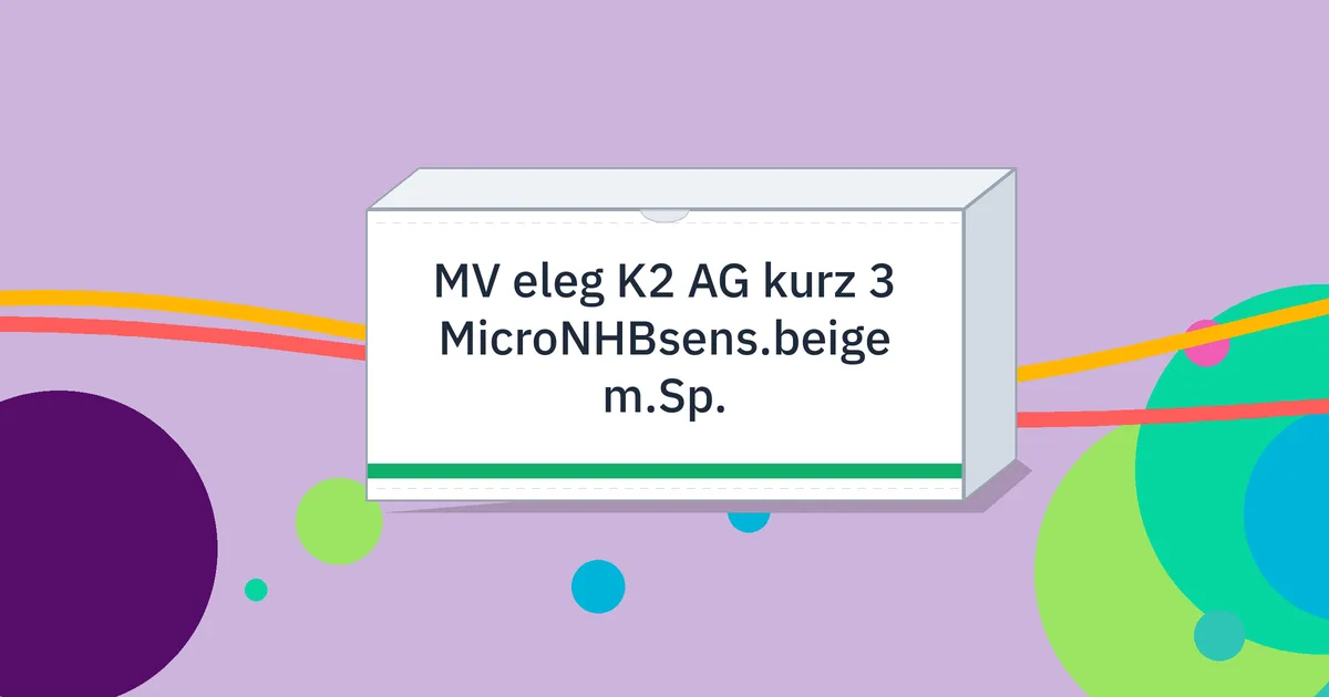 Symbolbild: Packung mit der Aufschrift MV eleg K2 AG kurz 3 MicroNHBsens.beige m.Sp. (PZN 15710279) – Verfügbarkeit und Bezug in Apotheken in Frankfurt am Main