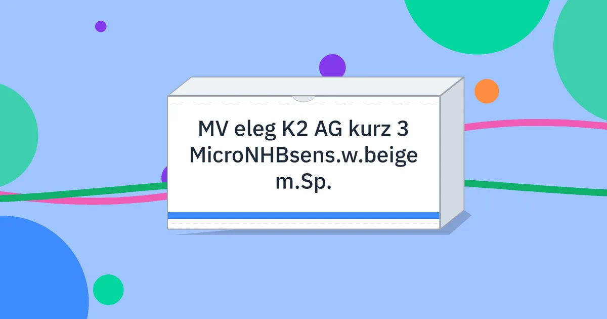 Symbolbild: Packung mit der Aufschrift MV eleg K2 AG kurz 3 MicroNHBsens.w.beige m.Sp. (PZN 15711646) – Verfügbarkeit und Bezug in Apotheken in Frankfurt am Main