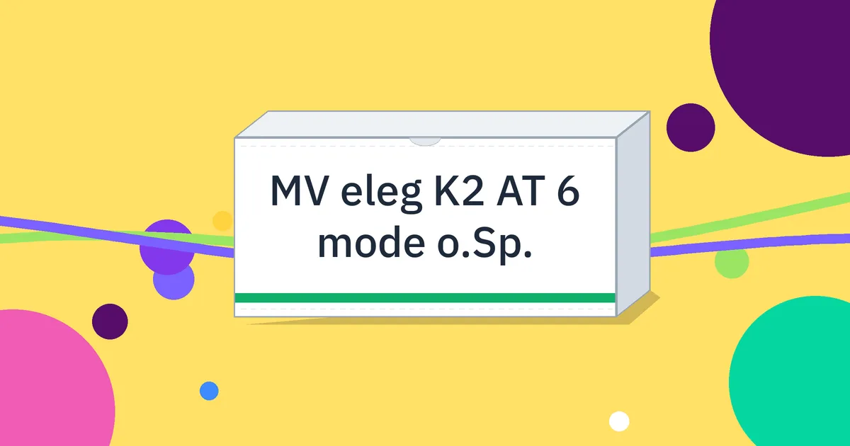Symbolbild: Packung mit der Aufschrift MV eleg K2 AT 6 mode o.Sp. (PZN 04542749) – Verfügbarkeit und Bezug in Apotheken in Frankfurt am Main