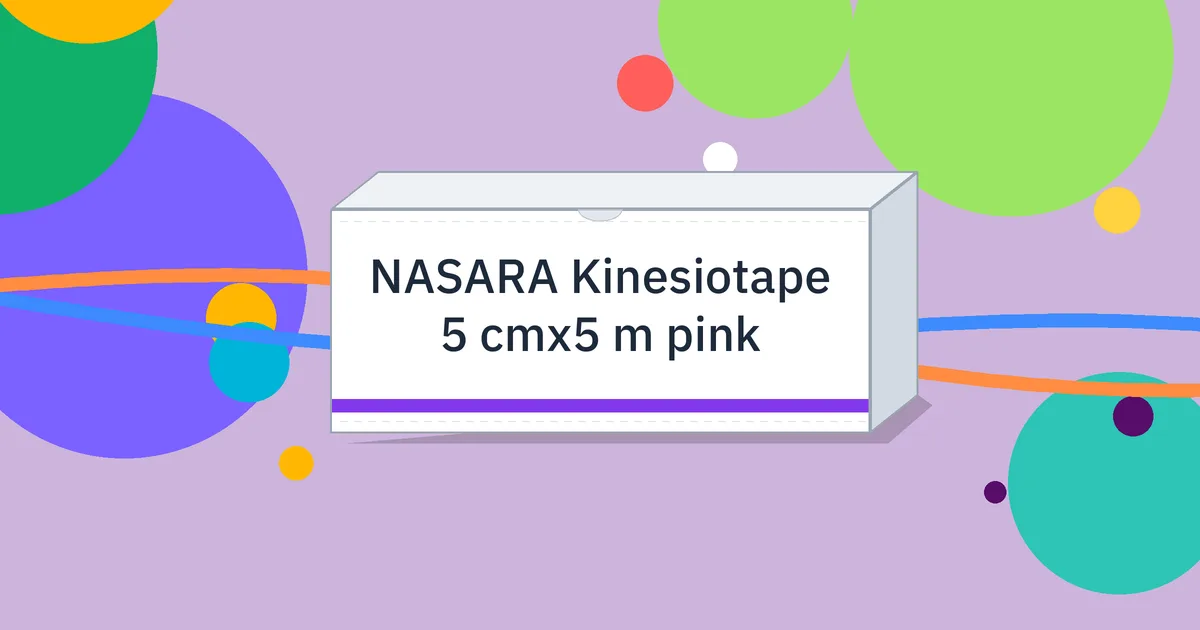 Symbolbild: Packung mit der Aufschrift NASARA Kinesiotape 5 cmx5 m pink (PZN 15576935) – Verfügbarkeit und Bezug in Apotheken in Frankfurt am Main