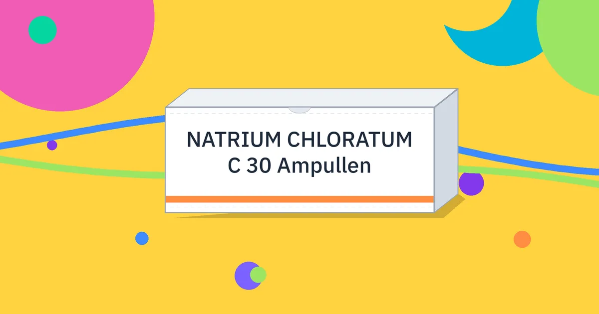Symbolbild: Packung mit der Aufschrift NATRIUM CHLORATUM C 30 Ampullen (PZN 11707352) – Verfügbarkeit und Bezug in Apotheken in Frankfurt am Main