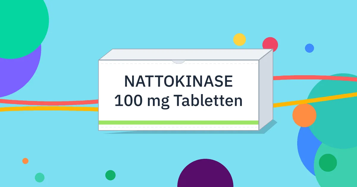 Symbolbild: Packung mit der Aufschrift NATTOKINASE 100 mg Tabletten (PZN 18487250) – Verfügbarkeit und Bezug in Apotheken in Frankfurt am Main