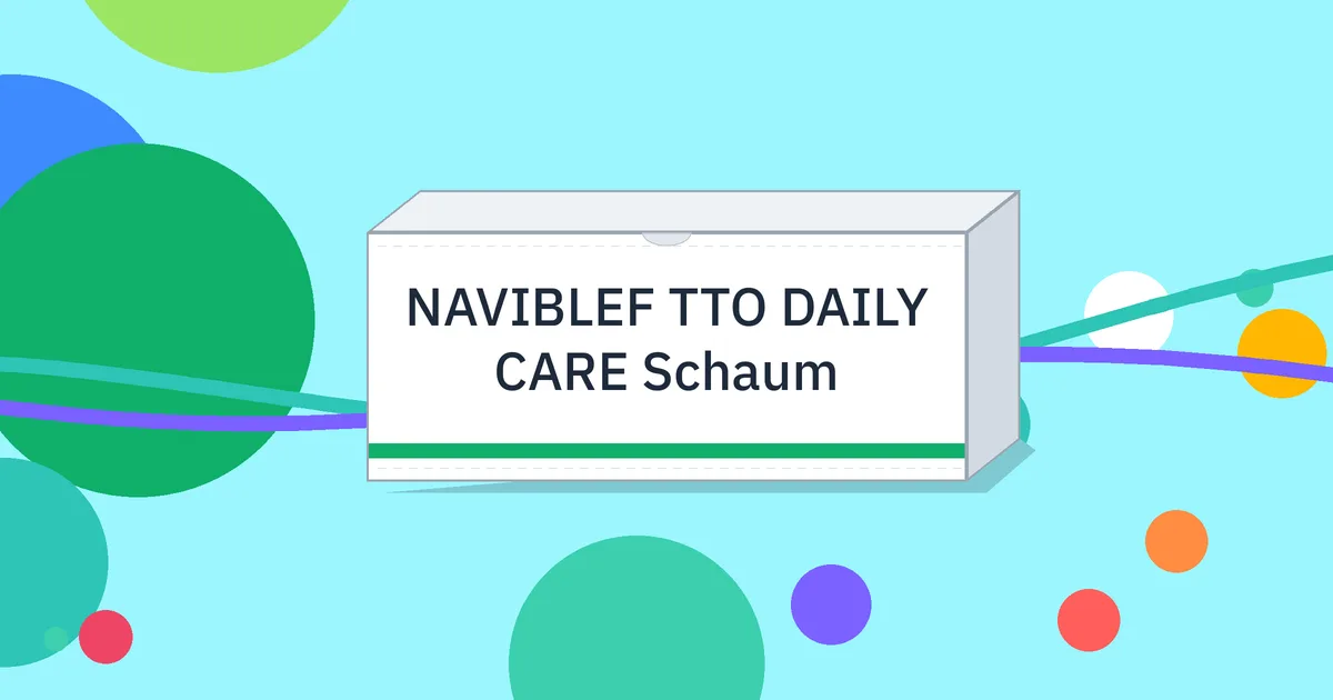 Symbolbild: Packung mit der Aufschrift NAVIBLEF TTO DAILY CARE Schaum (PZN 19713174) – Verfügbarkeit und Bezug in Apotheken in Frankfurt am Main