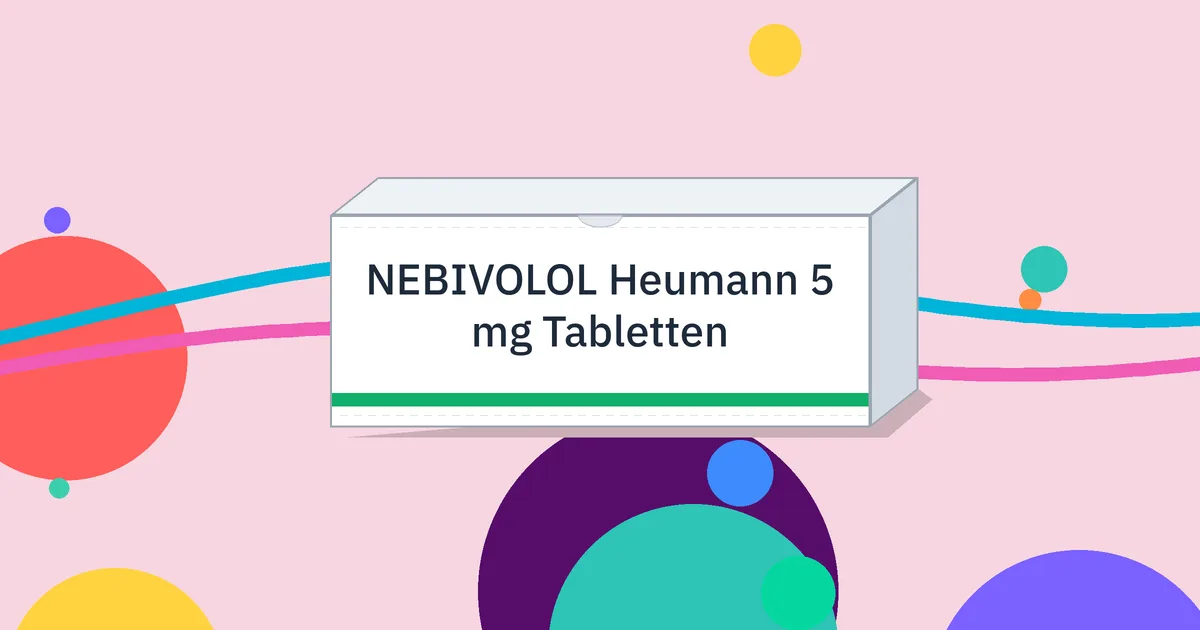Symbolbild: Packung mit der Aufschrift NEBIVOLOL Heumann 5 mg Tabletten (PZN 03774133) – Verfügbarkeit und Bezug in Apotheken in Frankfurt am Main