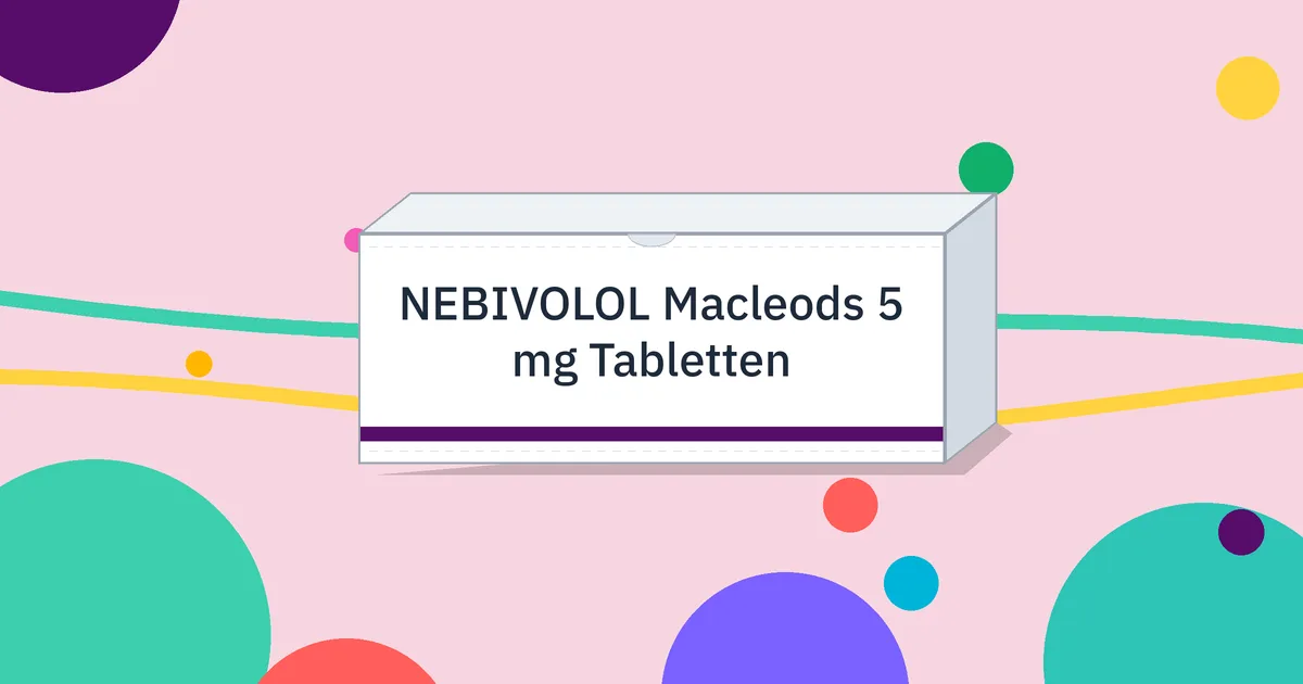 Symbolbild: Packung mit der Aufschrift NEBIVOLOL Macleods 5 mg Tabletten (PZN 19400972) – Verfügbarkeit und Bezug in Apotheken in Frankfurt am Main