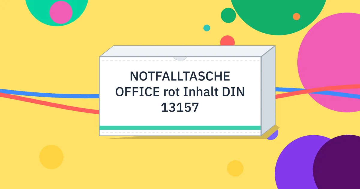 Symbolbild: Packung mit der Aufschrift NOTFALLTASCHE OFFICE rot Inhalt DIN 13157 (PZN 12491641) – Verfügbarkeit und Bezug in Apotheken in Frankfurt am Main