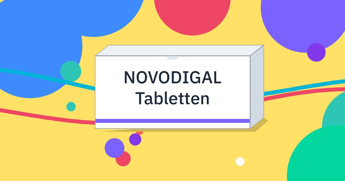 Symbolbild: Packung mit der Aufschrift NOVODIGAL Tabletten (PZN 01342702) – Verfügbarkeit und Bezug in Apotheken in Frankfurt am Main