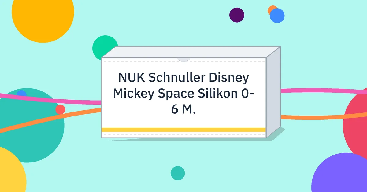 Symbolbild: Packung mit der Aufschrift NUK Schnuller Disney Mickey Space Silikon 0-6 M. (PZN 17442400) – Verfügbarkeit und Bezug in Apotheken in Frankfurt am Main