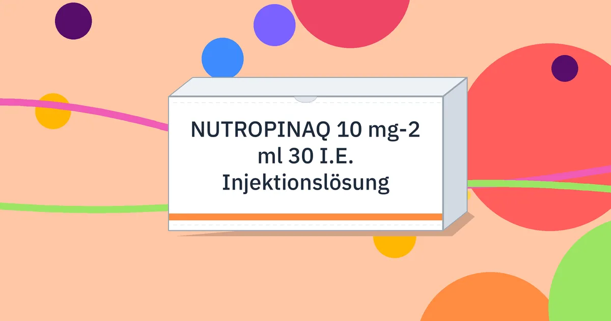 Symbolbild: Packung mit der Aufschrift NUTROPINAQ 10 mg-2 ml 30 I.E. Injektionslösung (PZN 17277800) – Verfügbarkeit und Bezug in Apotheken in Frankfurt am Main
