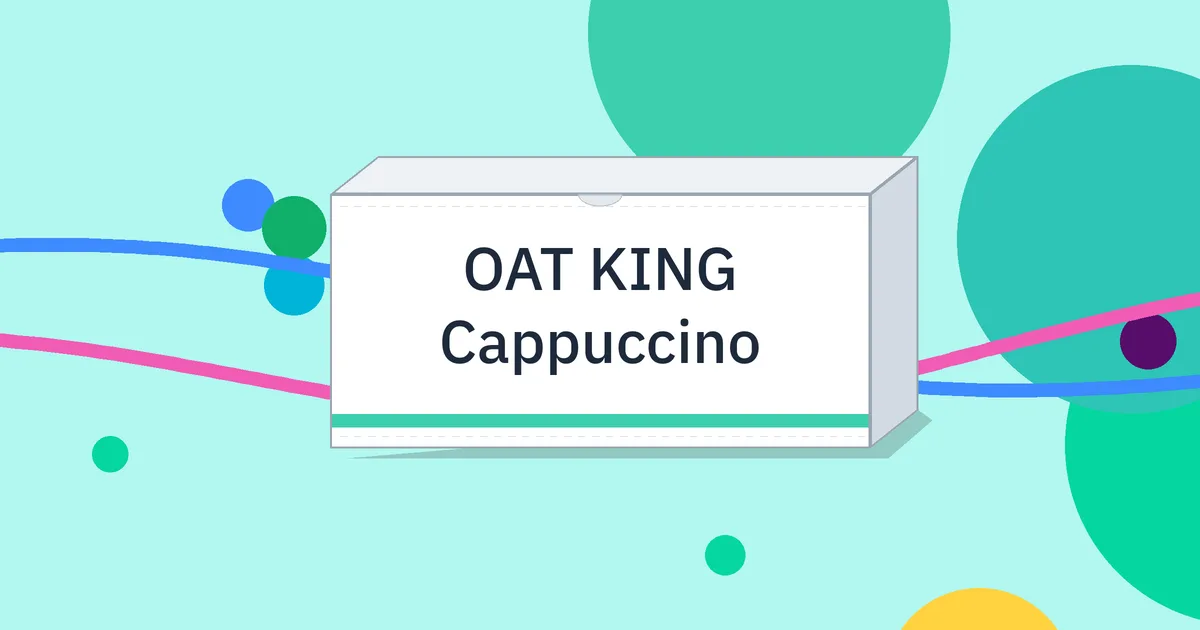 Symbolbild: Packung mit der Aufschrift OAT KING Cappuccino (PZN 09522349) – Verfügbarkeit und Bezug in Apotheken in Frankfurt am Main
