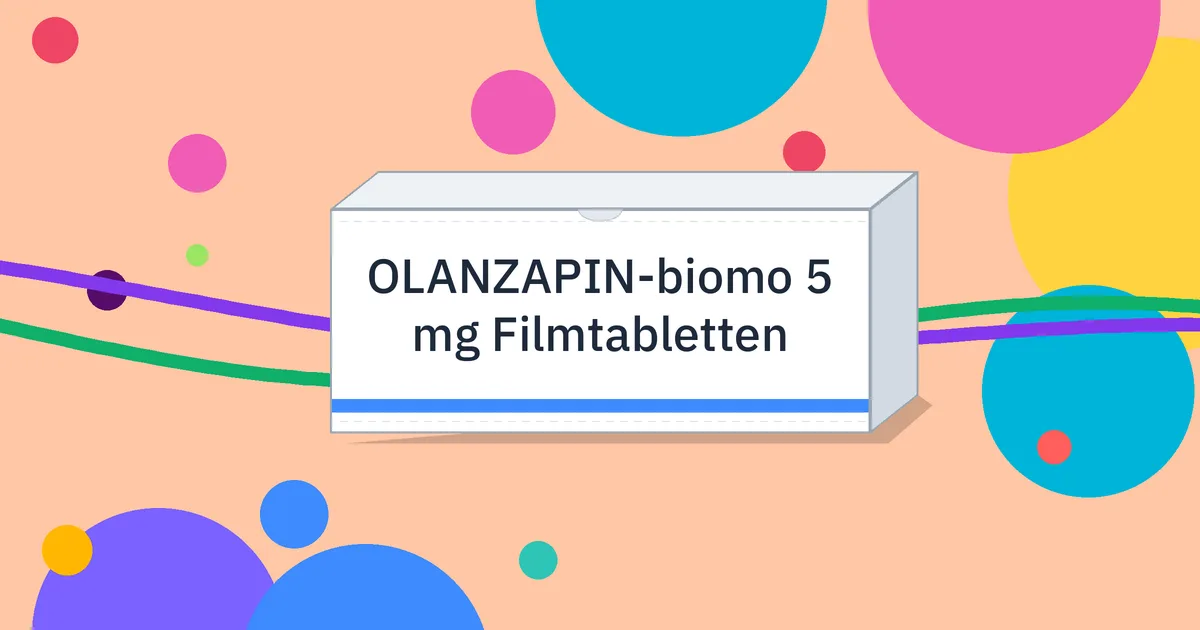 Symbolbild: Packung mit der Aufschrift OLANZAPIN-biomo 5 mg Filmtabletten (PZN 08801395) – Verfügbarkeit und Bezug in Apotheken in Frankfurt am Main