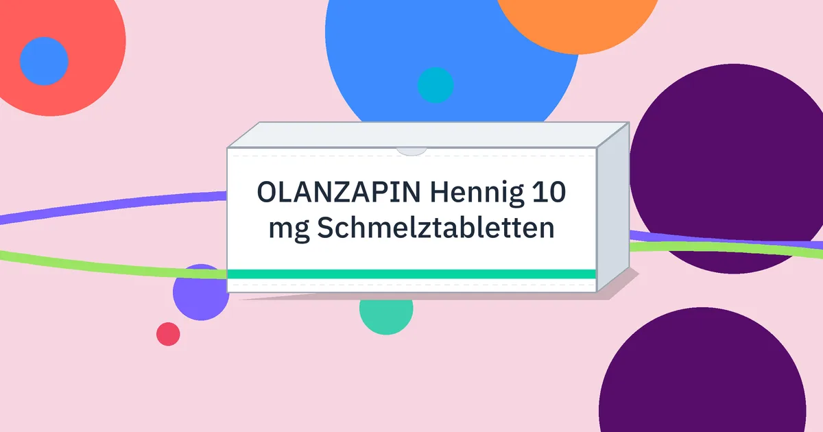 Symbolbild: Packung mit der Aufschrift OLANZAPIN Hennig 10 mg Schmelztabletten (PZN 08914099) – Verfügbarkeit und Bezug in Apotheken in Frankfurt am Main