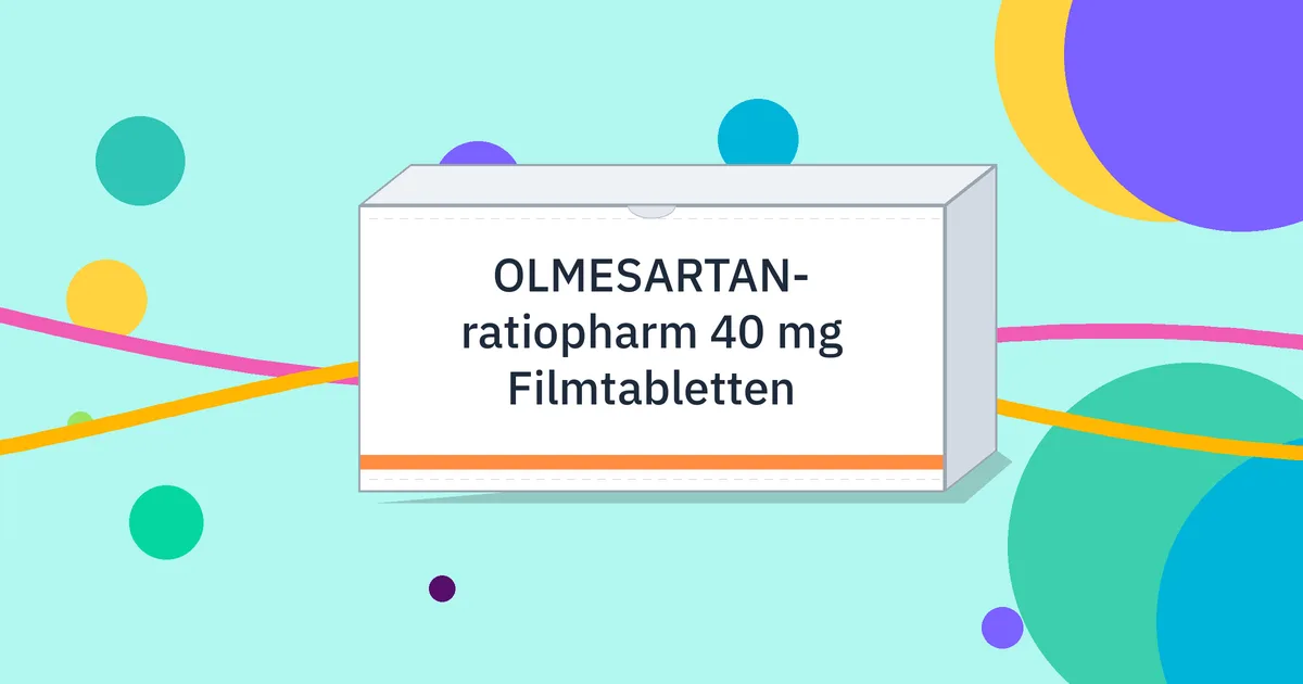 Symbolbild: Packung mit der Aufschrift OLMESARTAN-ratiopharm 40 mg Filmtabletten (PZN 11856767) – Verfügbarkeit und Bezug in Apotheken in Frankfurt am Main
