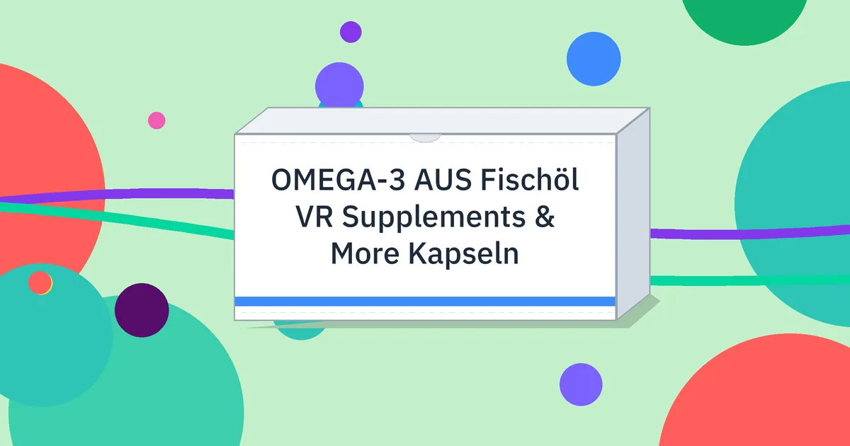 Symbolbild: Packung mit der Aufschrift OMEGA-3 AUS Fischöl VR Supplements & More Kapseln (PZN 20622034) – Verfügbarkeit und Bezug in Apotheken in Frankfurt am Main