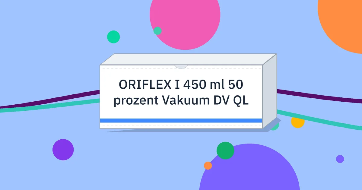 Symbolbild: Packung mit der Aufschrift ORIFLEX I 450 ml 50 prozent Vakuum DV QL (PZN 17485674) – Verfügbarkeit und Bezug in Apotheken in Frankfurt am Main
