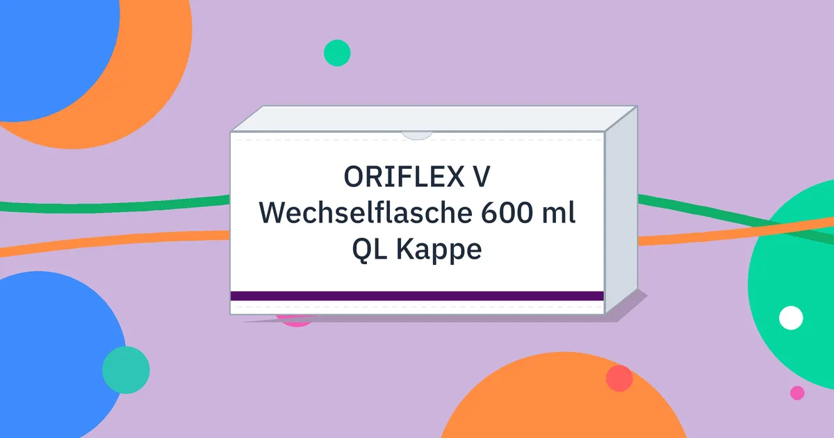 Symbolbild: Packung mit der Aufschrift ORIFLEX V Wechselflasche 600 ml QL Kappe (PZN 17485349) – Verfügbarkeit und Bezug in Apotheken in Frankfurt am Main