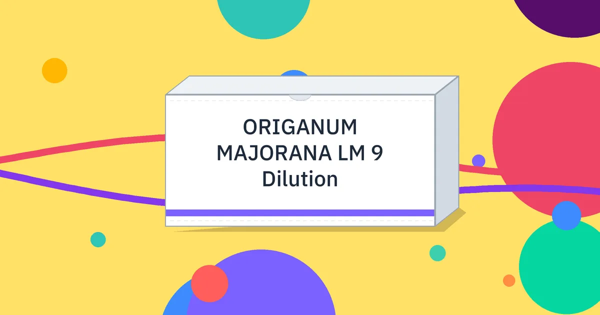 Symbolbild: Packung mit der Aufschrift ORIGANUM MAJORANA LM 9 Dilution (PZN 12972547) – Verfügbarkeit und Bezug in Apotheken in Frankfurt am Main