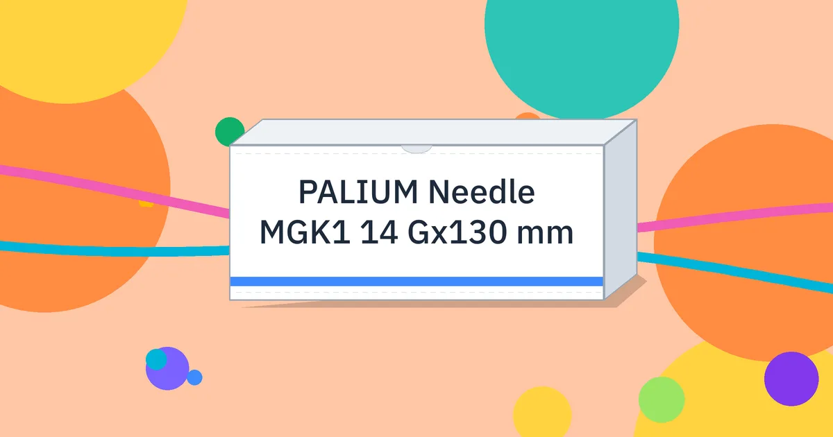 Symbolbild: Packung mit der Aufschrift PALIUM Needle MGK1 14 Gx130 mm (PZN 14383660) – Verfügbarkeit und Bezug in Apotheken in Frankfurt am Main