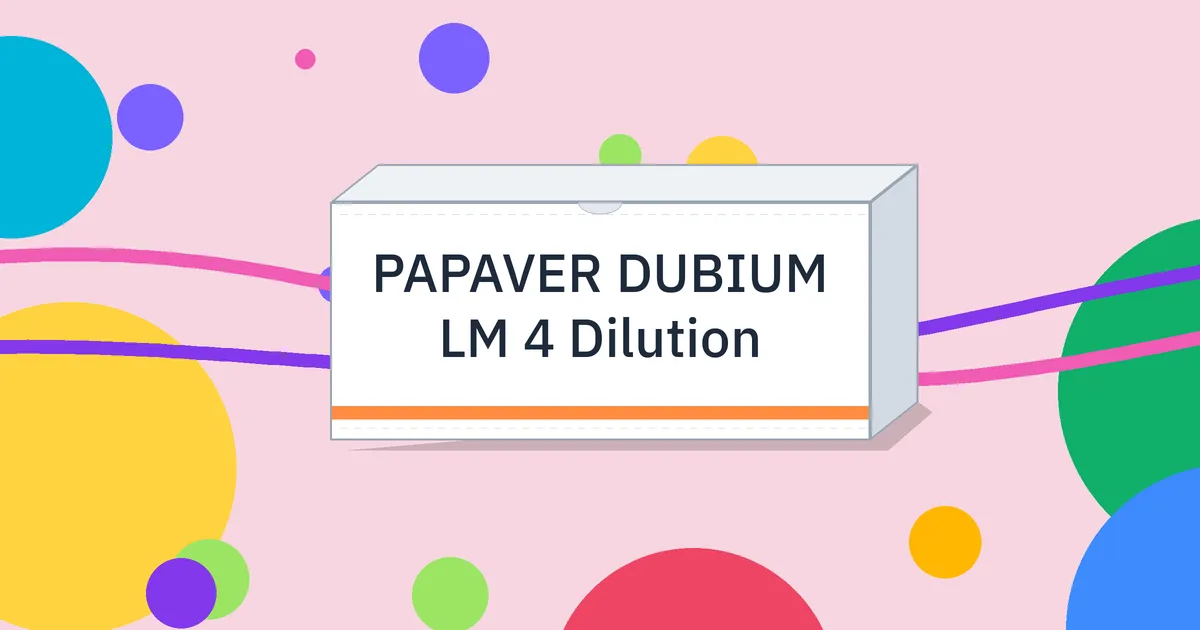 Symbolbild: Packung mit der Aufschrift PAPAVER DUBIUM LM 4 Dilution (PZN 13630694) – Verfügbarkeit und Bezug in Apotheken in Frankfurt am Main