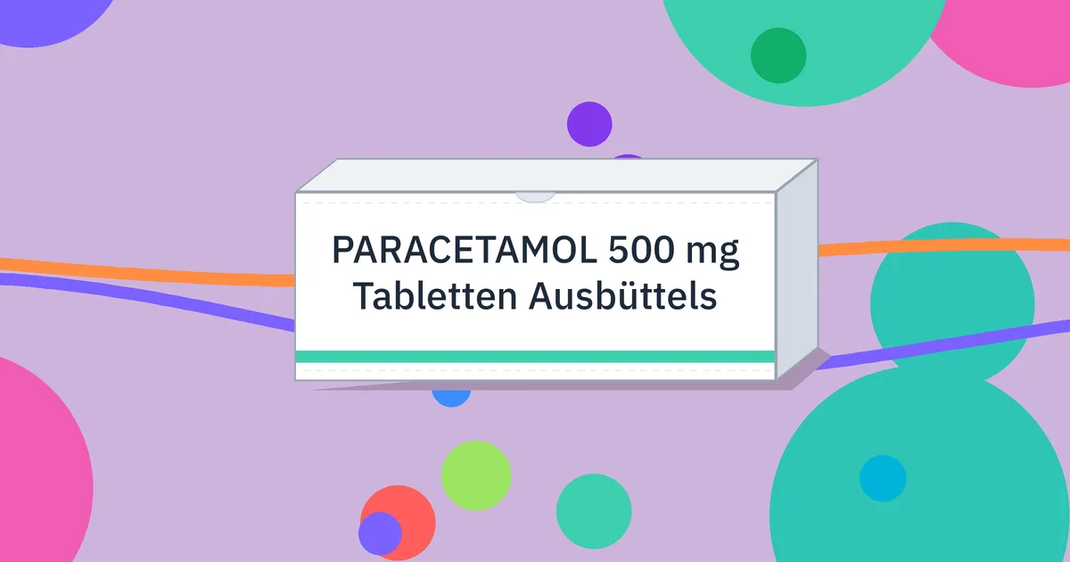 Symbolbild: Packung mit der Aufschrift PARACETAMOL 500 mg Tabletten Ausbüttels (PZN 16762597) – Verfügbarkeit und Bezug in Apotheken in Frankfurt am Main