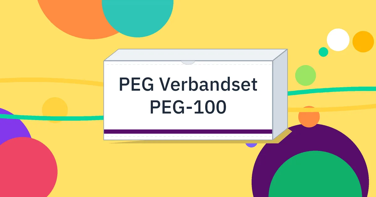 Symbolbild: Packung mit der Aufschrift PEG Verbandset PEG-100 (PZN 03065566) – Verfügbarkeit und Bezug in Apotheken in Frankfurt am Main