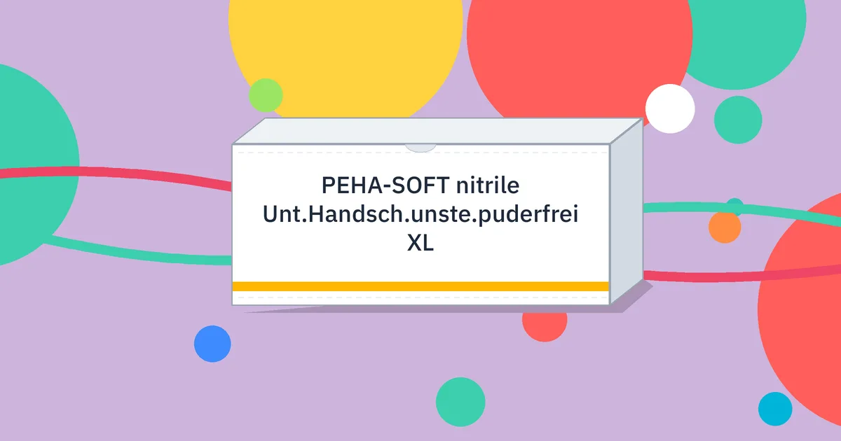 Symbolbild: Packung mit der Aufschrift PEHA-SOFT nitrile Unt.Handsch.unste.puderfrei XL (PZN 03538088) – Verfügbarkeit und Bezug in Apotheken in Frankfurt am Main