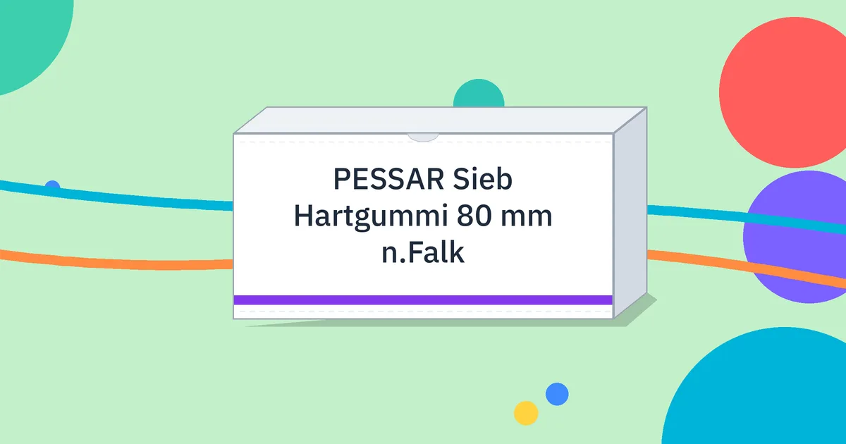 Symbolbild: Packung mit der Aufschrift PESSAR Sieb Hartgummi 80 mm n.Falk (PZN 01734282) – Verfügbarkeit und Bezug in Apotheken in Frankfurt am Main