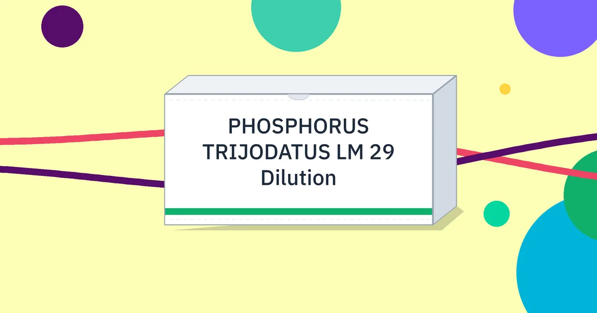 Symbolbild: Packung mit der Aufschrift PHOSPHORUS TRIJODATUS LM 29 Dilution (PZN 13035081) – Verfügbarkeit und Bezug in Apotheken in Frankfurt am Main