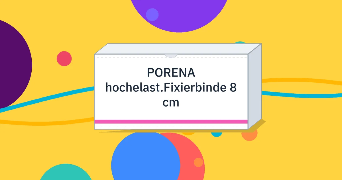 Symbolbild: Packung mit der Aufschrift PORENA hochelast.Fixierbinde 8 cm (PZN 02724802) – Verfügbarkeit und Bezug in Apotheken in Frankfurt am Main