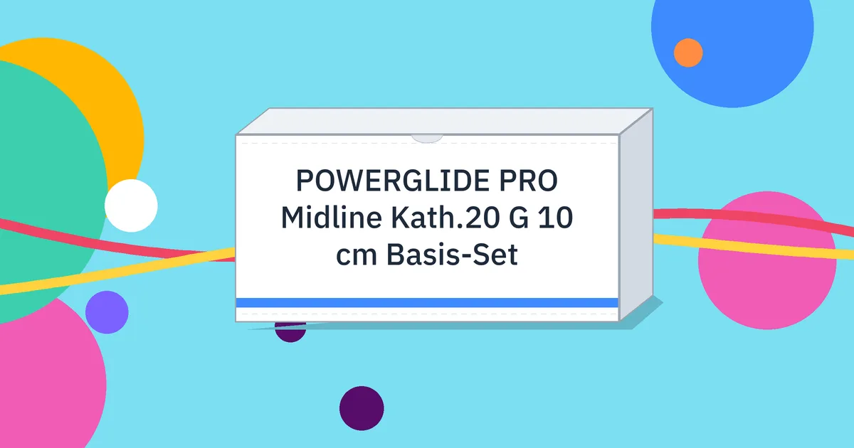 Symbolbild: Packung mit der Aufschrift POWERGLIDE PRO Midline Kath.20 G 10 cm Basis-Set (PZN 17151275) – Verfügbarkeit und Bezug in Apotheken in Frankfurt am Main