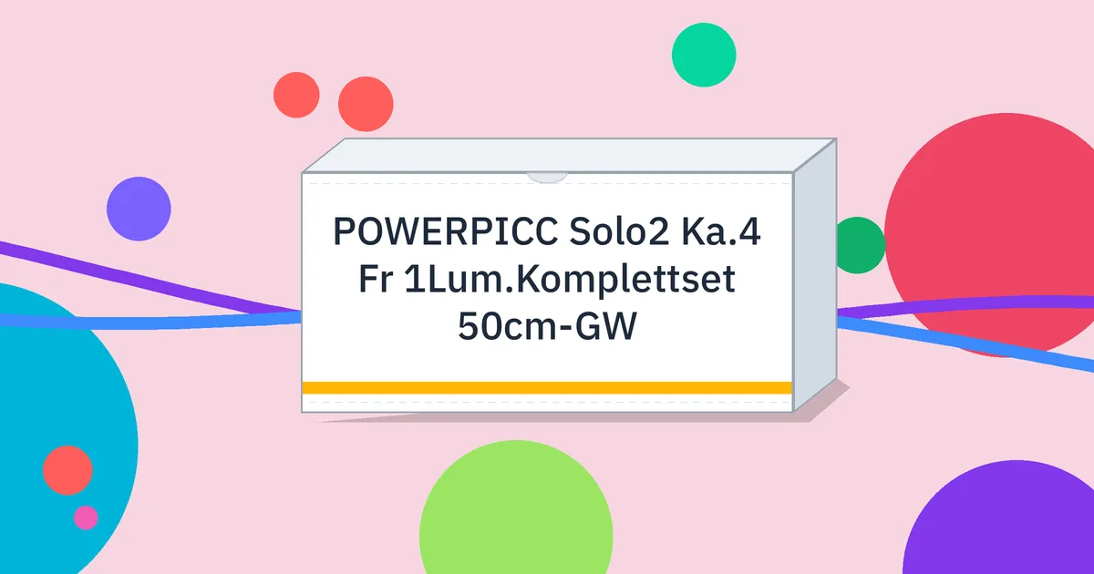 Symbolbild: Packung mit der Aufschrift POWERPICC Solo2 Ka.4 Fr 1Lum.Komplettset 50cm-GW (PZN 12398410) – Verfügbarkeit und Bezug in Apotheken in Frankfurt am Main