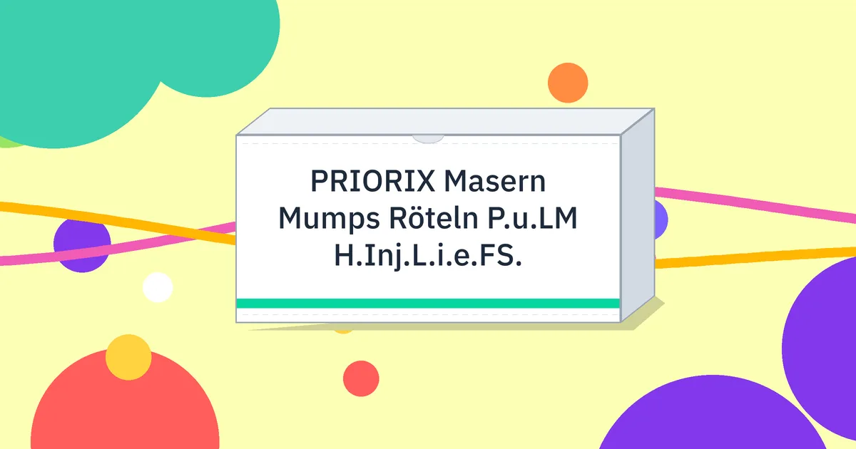 Symbolbild: Packung mit der Aufschrift PRIORIX Masern Mumps Röteln P.u.LM H.Inj.L.i.e.FS. (PZN 17565663) – Verfügbarkeit und Bezug in Apotheken in Frankfurt am Main