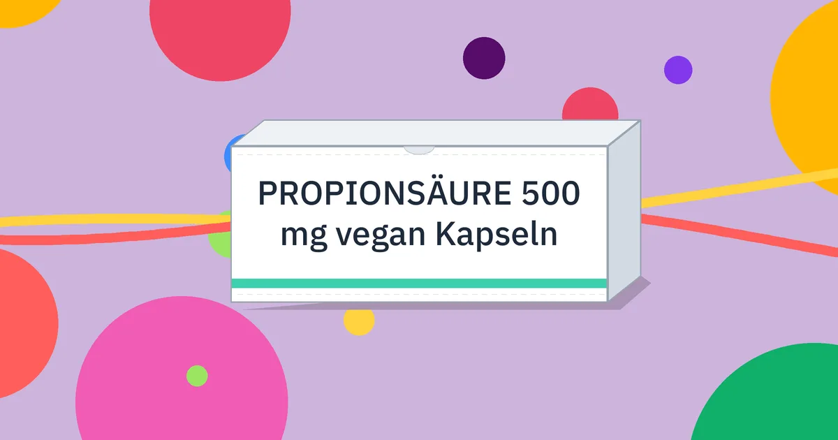 Symbolbild: Packung mit der Aufschrift PROPIONSÄURE 500 mg vegan Kapseln (PZN 18221902) – Verfügbarkeit und Bezug in Apotheken in Frankfurt am Main
