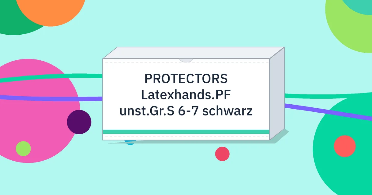 Symbolbild: Packung mit der Aufschrift PROTECTORS Latexhands.PF unst.Gr.S 6-7 schwarz (PZN 04683740) – Verfügbarkeit und Bezug in Apotheken in Frankfurt am Main