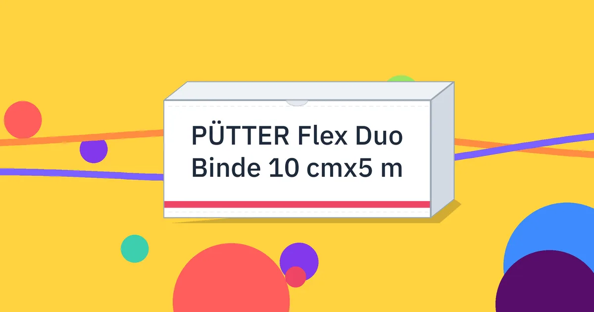 Symbolbild: Packung mit der Aufschrift PÜTTER Flex Duo Binde 10 cmx5 m (PZN 20603723) – Verfügbarkeit und Bezug in Apotheken in Frankfurt am Main