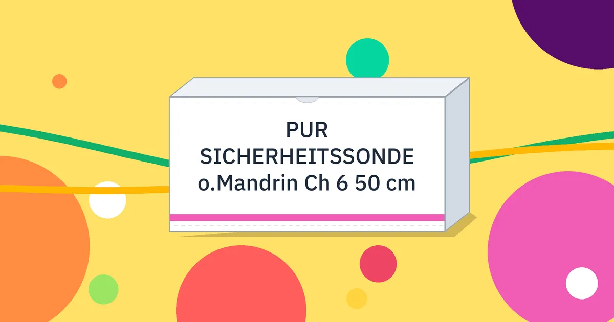 Symbolbild: Packung mit der Aufschrift PUR SICHERHEITSSONDE o.Mandrin Ch 6 50 cm (PZN 13229951) – Verfügbarkeit und Bezug in Apotheken in Frankfurt am Main