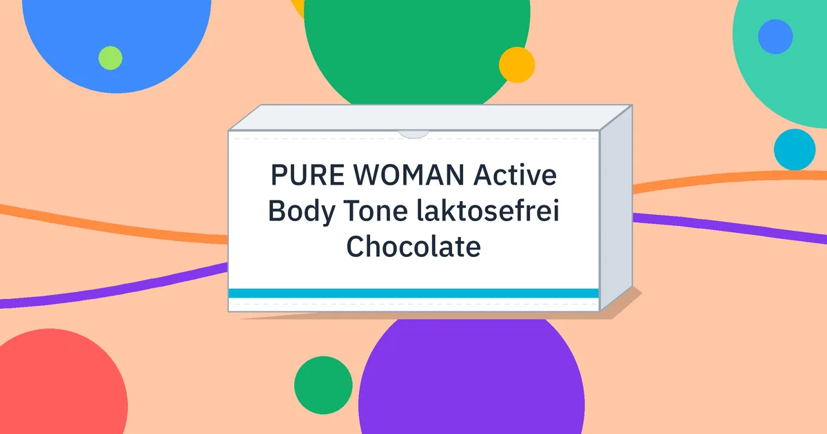 Symbolbild: Packung mit der Aufschrift PURE WOMAN Active Body Tone laktosefrei Chocolate (PZN 16330691) – Verfügbarkeit und Bezug in Apotheken in Frankfurt am Main