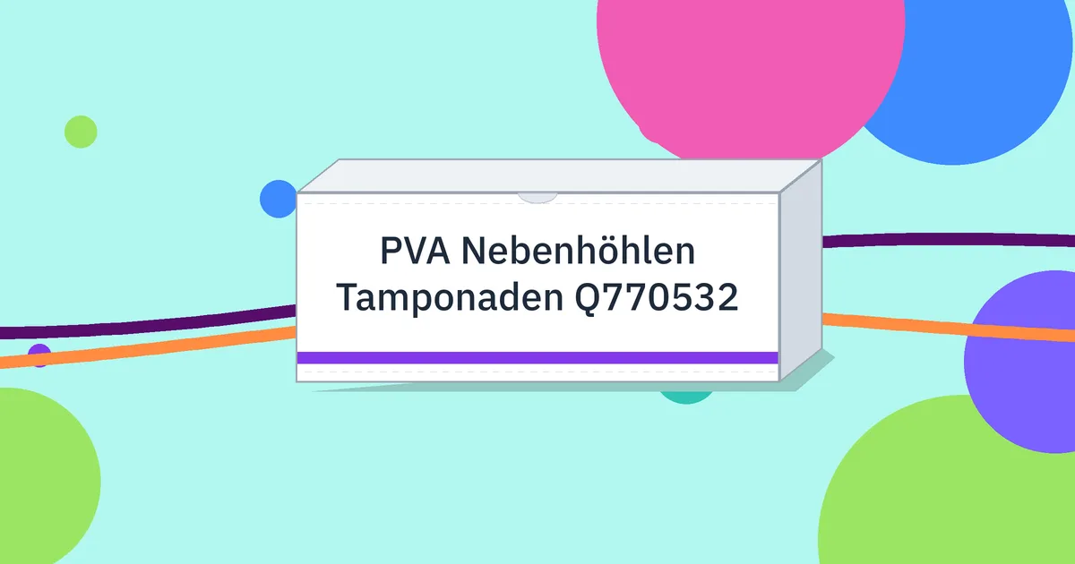 Symbolbild: Packung mit der Aufschrift PVA Nebenhöhlen Tamponaden Q770532 (PZN 09006085) – Verfügbarkeit und Bezug in Apotheken in Frankfurt am Main
