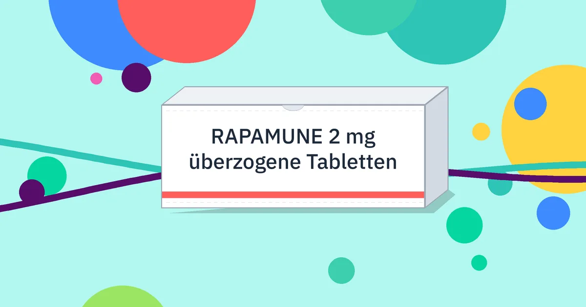 Symbolbild: Packung mit der Aufschrift RAPAMUNE 2 mg überzogene Tabletten (PZN 03962018) – Verfügbarkeit und Bezug in Apotheken in Frankfurt am Main