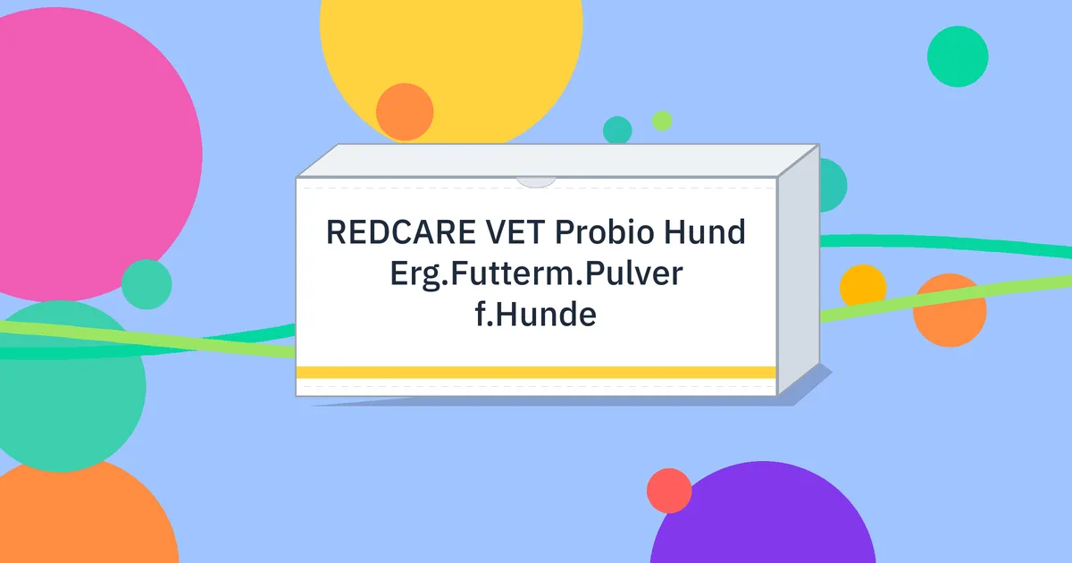 Symbolbild: Packung mit der Aufschrift REDCARE VET Probio Hund Erg.Futterm.Pulver f.Hunde (PZN 19174949) – Verfügbarkeit und Bezug in Apotheken in Frankfurt am Main