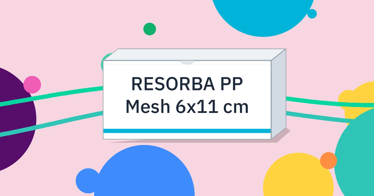 Symbolbild: Packung mit der Aufschrift RESORBA PP Mesh 6x11 cm (PZN 17538399) – Verfügbarkeit und Bezug in Apotheken in Frankfurt am Main