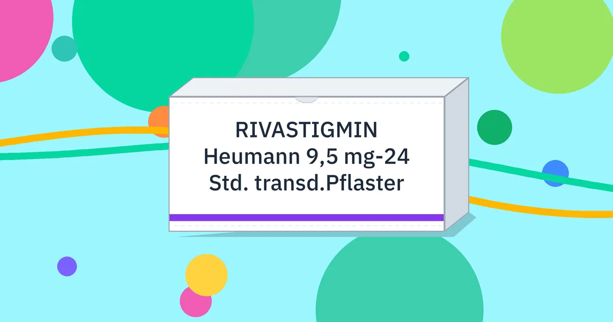 Symbolbild: Packung mit der Aufschrift RIVASTIGMIN Heumann 9,5 mg-24 Std. transd.Pflaster (PZN 09708516) – Verfügbarkeit und Bezug in Apotheken in Frankfurt am Main