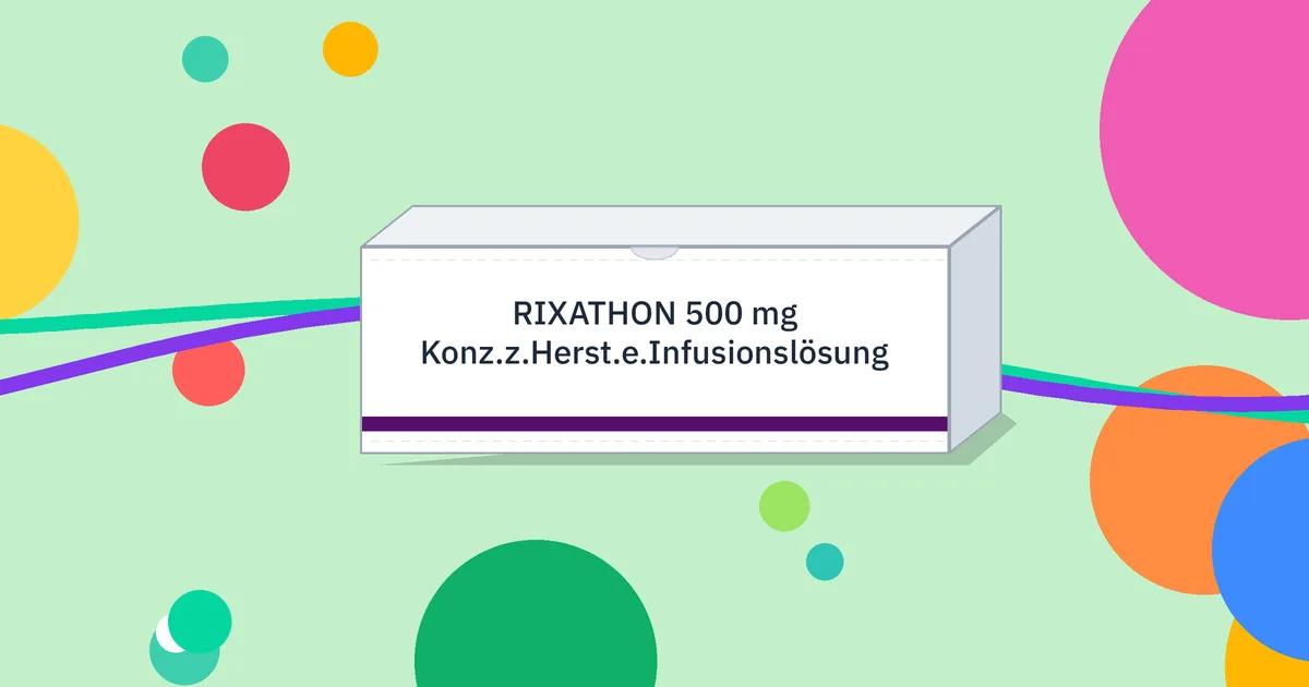 Symbolbild: Packung mit der Aufschrift RIXATHON 500 mg Konz.z.Herst.e.Infusionslösung (PZN 17524233) – Verfügbarkeit und Bezug in Apotheken in Frankfurt am Main