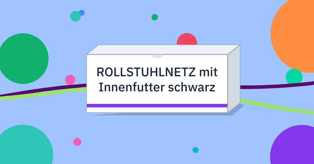 Symbolbild: Packung mit der Aufschrift ROLLSTUHLNETZ mit Innenfutter schwarz (PZN 00909354) – Verfügbarkeit und Bezug in Apotheken in Frankfurt am Main