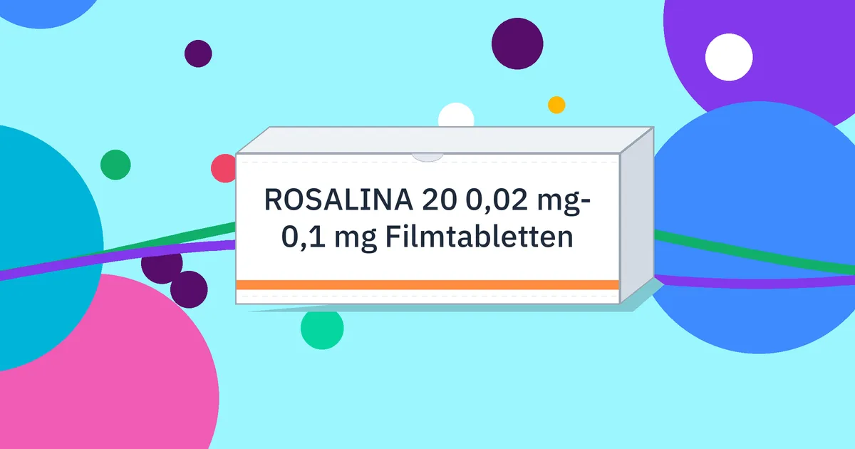 Symbolbild: Packung mit der Aufschrift ROSALINA 20 0,02 mg-0,1 mg Filmtabletten (PZN 15432082) – Verfügbarkeit und Bezug in Apotheken in Frankfurt am Main