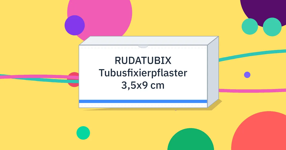 Symbolbild: Packung mit der Aufschrift RUDATUBIX Tubusfixierpflaster 3,5x9 cm (PZN 19346712) – Verfügbarkeit und Bezug in Apotheken in Frankfurt am Main