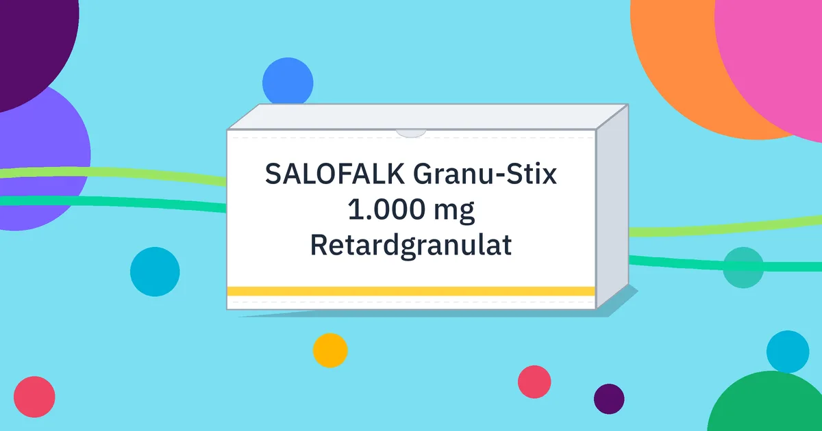 Symbolbild: Packung mit der Aufschrift SALOFALK Granu-Stix 1.000 mg Retardgranulat (PZN 18702599) – Verfügbarkeit und Bezug in Apotheken in Frankfurt am Main