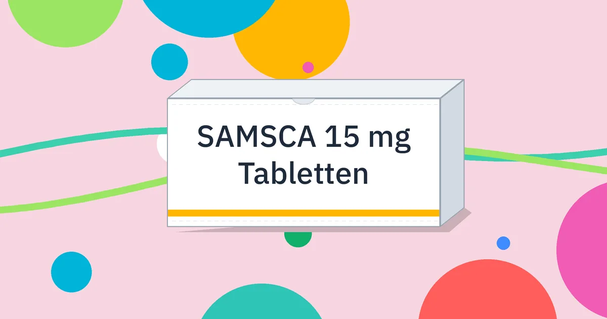 Symbolbild: Packung mit der Aufschrift SAMSCA 15 mg Tabletten (PZN 20207720) – Verfügbarkeit und Bezug in Apotheken in Frankfurt am Main