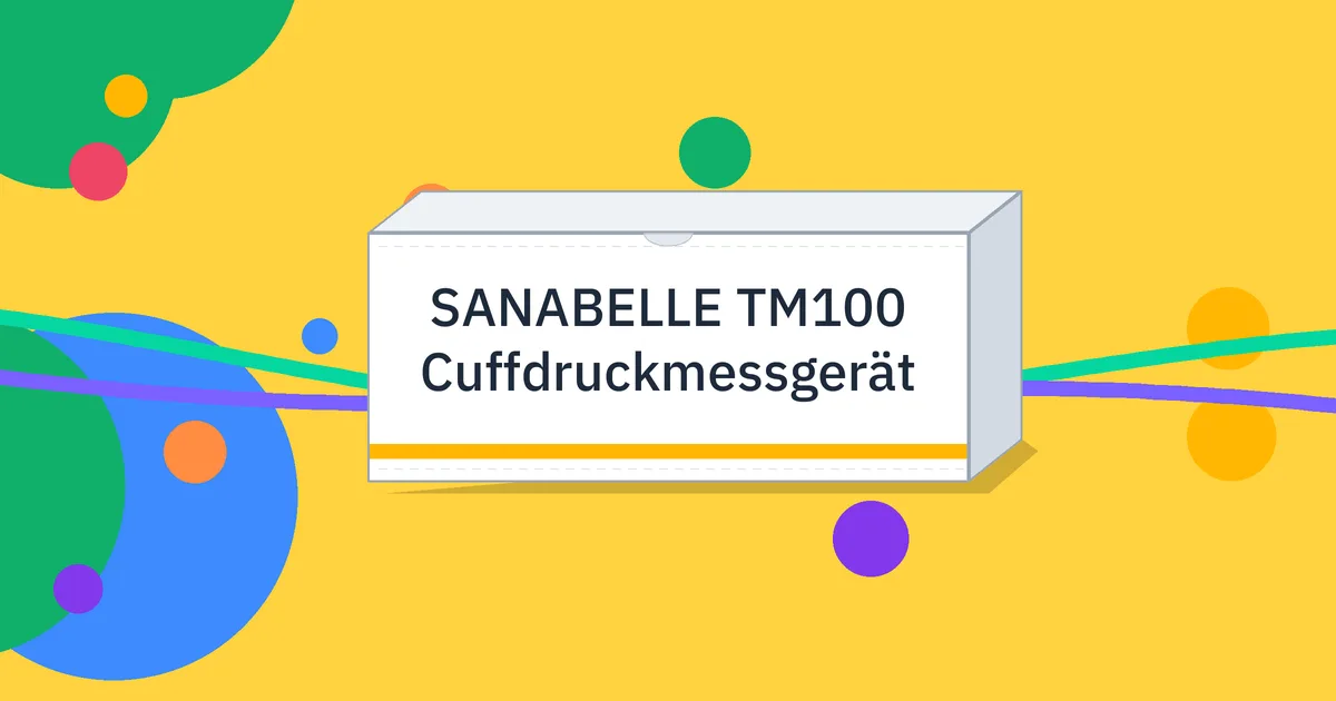 Symbolbild: Packung mit der Aufschrift SANABELLE TM100 Cuffdruckmessgerät (PZN 10542469) – Verfügbarkeit und Bezug in Apotheken in Frankfurt am Main